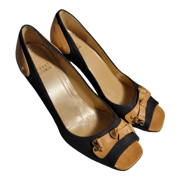 Stuart Weitzman | Shoes | Stuart Weitzman Black Linen Tan Leather ...